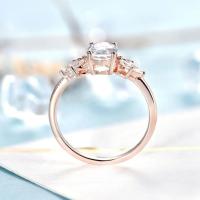 China Rose gold Women 925 Sterling Silver Bridal Marquise Jewelry Faceted Oval cut Moonstone Engagement Ring For Women for sale