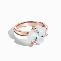 China Trendy Jewelry Raw Moonstone Ring Sterling Silver 925 Irregular Three Prongs Women Jewelry for sale