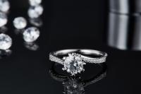 China 1.30CT White Moissanite  And  Sapphire Platineve Diamonds Jewelry  Engagement Women Ring for sale