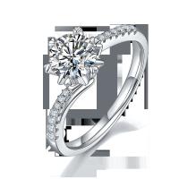 China 1.30CT White Moissanite  And  Sapphire Platineve Diamonds Jewelry  Engagement Women Ring for sale