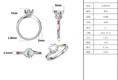 China 1.30CT White Moissanite  And  Sapphire Platineve Diamonds Jewelry  Engagement Women Ring for sale