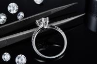 China 1.30CT White Moissanite  And  Sapphire Platineve Diamonds Jewelry  Engagement Women Ring for sale