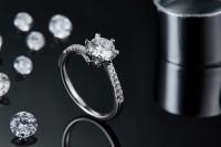 China 1.30CT White Moissanite  And  Sapphire Platineve Diamonds Jewelry  Engagement Women Ring for sale