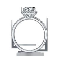 China 925 Sterling Silver Jewelry Moissanite Engagement Rings Round Shaped Dainty Band Ring for sale