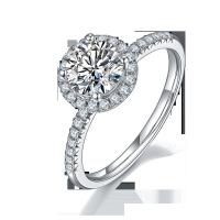 China 925 Sterling Silver Jewelry Moissanite Engagement Rings Round Shaped Dainty Band Ring for sale