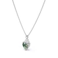 China 925 Silver Raw Simple Fine Green Moss Crystal Agate Jewelry Complete Wedding Necklace For Sale for sale