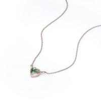 China 925 Silver Simple Natural Light Brilliant Elegant Green Heart Shaped Moss Agate Necklace For Sale for sale