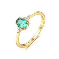 China Delicate CZ Dainty Emerald Jewelry Ring Simple 925 Sterling Silver for sale