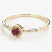 China Gift Sterling Silver Natural Ruby Hexagon Minimal Engagement Ring Dainty Unique for sale