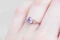 China Natural Lavender Quartz Ring , 925 Sterling Silver Rose Gold Plated Five Stone Ring for sale