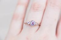 China Natural Lavender Quartz Ring , 925 Sterling Silver Rose Gold Plated Five Stone Ring for sale