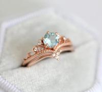 China Delicate S925 Rose Gold Plated Natural Round Shape Aquamarine Ring Women Jewelry for sale