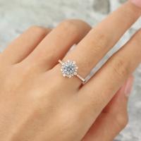 China 925 Silver Vintage Rose Gold Halo Gray Moissanite Ring 1ct Moissanite Anniversary Ring Wedding Ring for sale