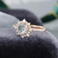 China 925 Silver Vintage Rose Gold Halo Gray Moissanite Ring 1ct Moissanite Anniversary Ring Wedding Ring for sale