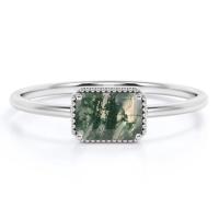 China Vintage S925 Sterling Silver Rose Gold Plated Jewelry Green Moss Agate Raw Ring Fine Quality Factory Jewelry for sale