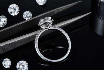 China 925 Sterling Silver Jewelry Diamond Moissanite Engagement Rings Round Shaped Dainty Band Ring for sale