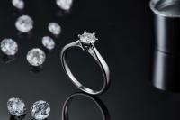 China Minimalist Wedding Jewelry 9K Silver Ring Round Cut White Moissanite CZ for sale