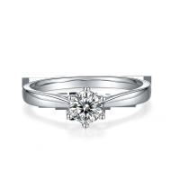 China Minimalist Wedding Jewelry 9K Silver Ring Round Cut White Moissanite CZ for sale