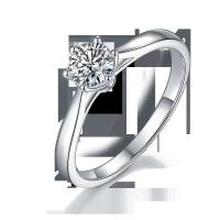 China Minimalist Wedding Jewelry 9K Silver Ring Round Cut White Moissanite CZ for sale