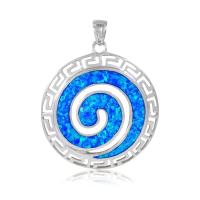 China 925 Sterling Silver Hawaiian Blue Fire Opal Greek Key Meander Meandros Spiral Crystal Pendant for sale