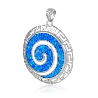 China 925 Sterling Silver Hawaiian Blue Fire Opal Greek Key Meander Meandros Spiral Crystal Pendant for sale