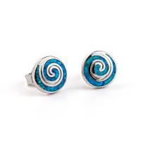 China 925  With Sterling Silver Natural Greek  Key  Blue Opal Dangle Crystal  Earrings For Women for sale