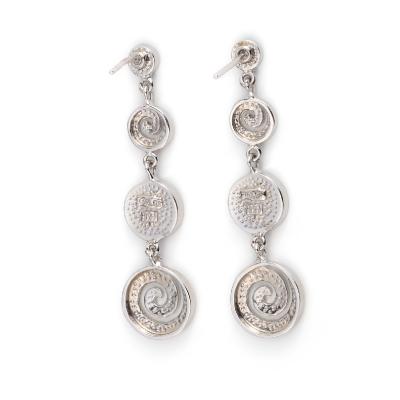 China 925  With Sterling Silver Greek  Key  Blue Opal Dangle Meander Meandros Earrings For Women for sale