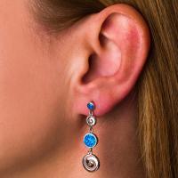 China 925  With Sterling Silver Greek  Key  Blue Opal Dangle Meander Meandros Earrings For Women for sale