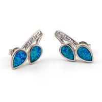 China 925  With Sterling Silver Greek  Key  Blue   Meander High Quality Opal  Leaf  Stud Earrings for sale