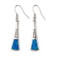 China 925  With Sterling Silver Greek  Key  Blue   Meander High Quality Opal  Leaf  Stud Earrings for sale