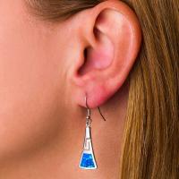 China 925  With Sterling Silver Greek  Key  Blue   Meander High Quality Opal  Leaf  Stud Earrings for sale