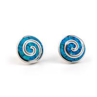 China Wholesale Jewelry  Customization 925 Sterling Silver Blue Opal Greek Key Design Stud Earring for sale