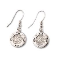 China 925  With Sterling Silver Greek  Key  Blue   Meander Opal  Phaistos Disc Dangle  Women Earrings for sale