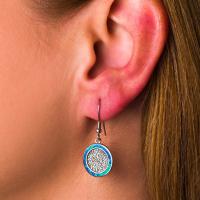 China 925  With Sterling Silver Greek  Key  Blue   Meander Opal  Phaistos Disc Dangle  Women Earrings for sale