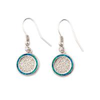 China 925  With Sterling Silver Greek  Key  Blue   Meander Opal  Phaistos Disc Dangle  Women Earrings for sale