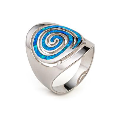 China 925  With Sterling Silver Greek  Key  Blue   Meander Opal  Spiral Engagement Earrings For Women for sale