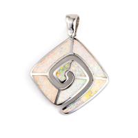 China 925  With Sterling Silver Greek  Key    Meander  Spiral Opal  Pendant Womens  Created Rainbow Opal Cocktail  Pendant for sale