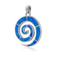 China 925  With Sterling Silver Greek  Key    Meander  Spiral Opal  Pendant Womens  Created Rainbow Opal Cocktail  Pendant for sale