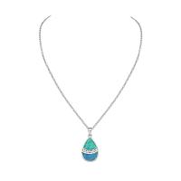 China 25 Sterling Silver  Blue Simulated Opal Greek Key Meander Meandros Spiral Pendant Necklace for sale