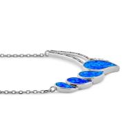 China 925  With Sterling Silver  Blue  Lab  Opal Anthurium Bouquet Greek  Pendant   Fire Opal Jewelry for sale
