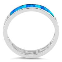 China Blue Sapphire Engagement  Greek  genuine Pattern  Lab Blue Opal  Engagement  Ring For Women for sale