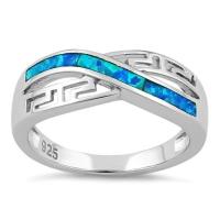 China High Quality Natural Greek Blue Opal Stone Engagement Ring for Gifts With 925 Sterling Silve for sale