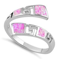 China 925  With Sterling Silver Greek  Inifinity Pattern   Lab  Opal  Band  Ring  Raw Opal Jewelry for sale