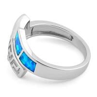 China 925  With Sterling Silver Greek  Inifinity Pattern   Lab  Opal  Band  Ring  Raw Opal Jewelry for sale