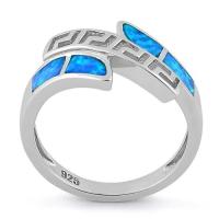 China 925  With Sterling Silver Greek  Inifinity Pattern   Lab  Opal  Band  Ring  Raw Opal Jewelry for sale