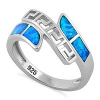China 925  With Sterling Silver Greek  Inifinity Pattern   Lab  Opal  Band  Ring  Raw Opal Jewelry for sale