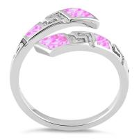 China 925  With Sterling Silver Greek  Unique Pattern Pink  Lab Fire Opal  Wedding Ring For Women for sale