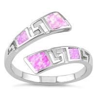 China 925  With Sterling Silver Greek  Unique Pattern Pink  Lab Fire Opal  Wedding Ring For Women for sale