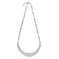 China 925  With Sterling Silver Greek  Unique Pattern  Designs Bule  Opal  Meander Round  Necklace for sale