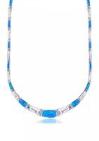 China 925  With Sterling Silver Greek  Unique Pattern  Designs Bule  Opal  Meander Round  Necklace for sale